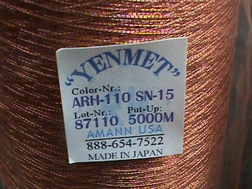METALLIC EMBROIDERY THREAD Yenmet COPPER 5000 Meters/5468 Yds Cone ...