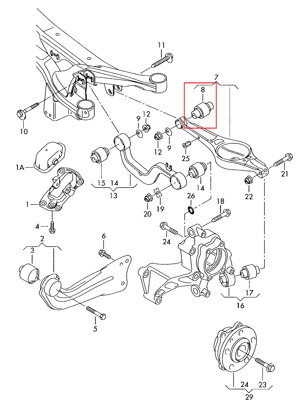 Audi Seat Skoda VW Golf 5 WISHBONE BEARING REAR Storage Handlebar ...