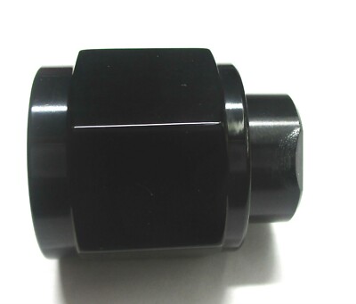 16 AN Female Flare Block off Cap Show Polished Black Anodized Aluminum ...