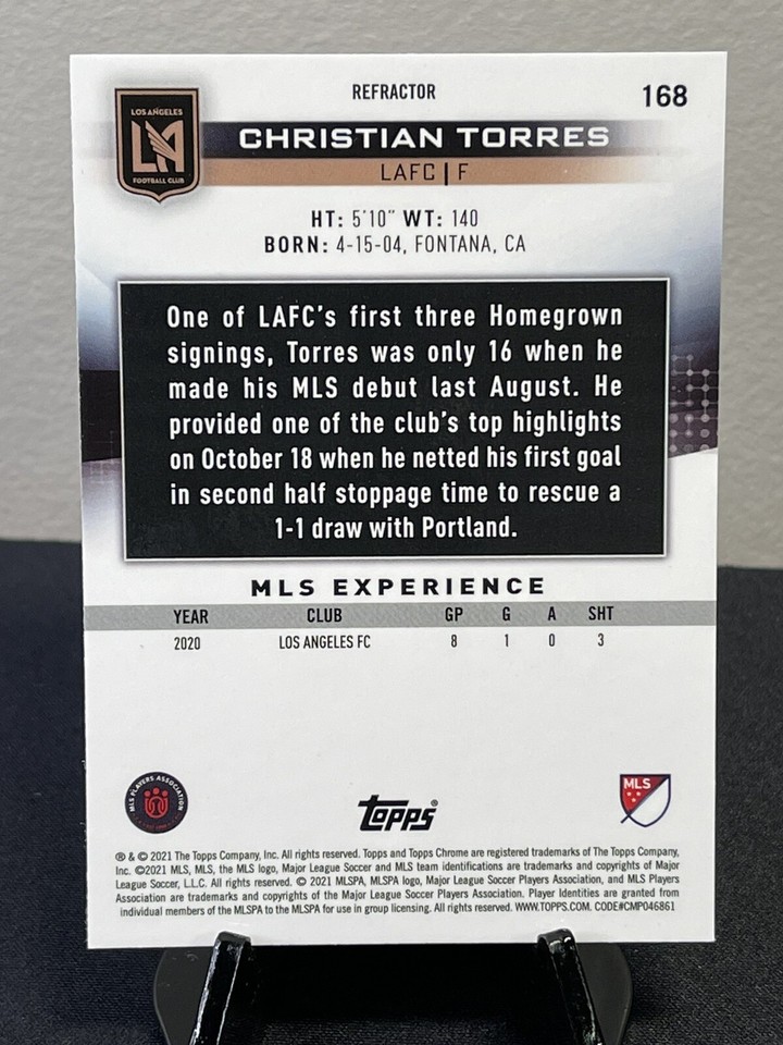2021 Topps MLS Chrome Christian Torres Rookie Card #168 LAFC | eBay
