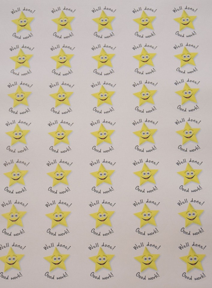 Sheet of Personalised Well Done Gold Star Stickers Sweet Cones Party ...