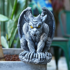 Large Winged Gargoyle Statue with Solar Lights Outdoor Decor, Sitting ...