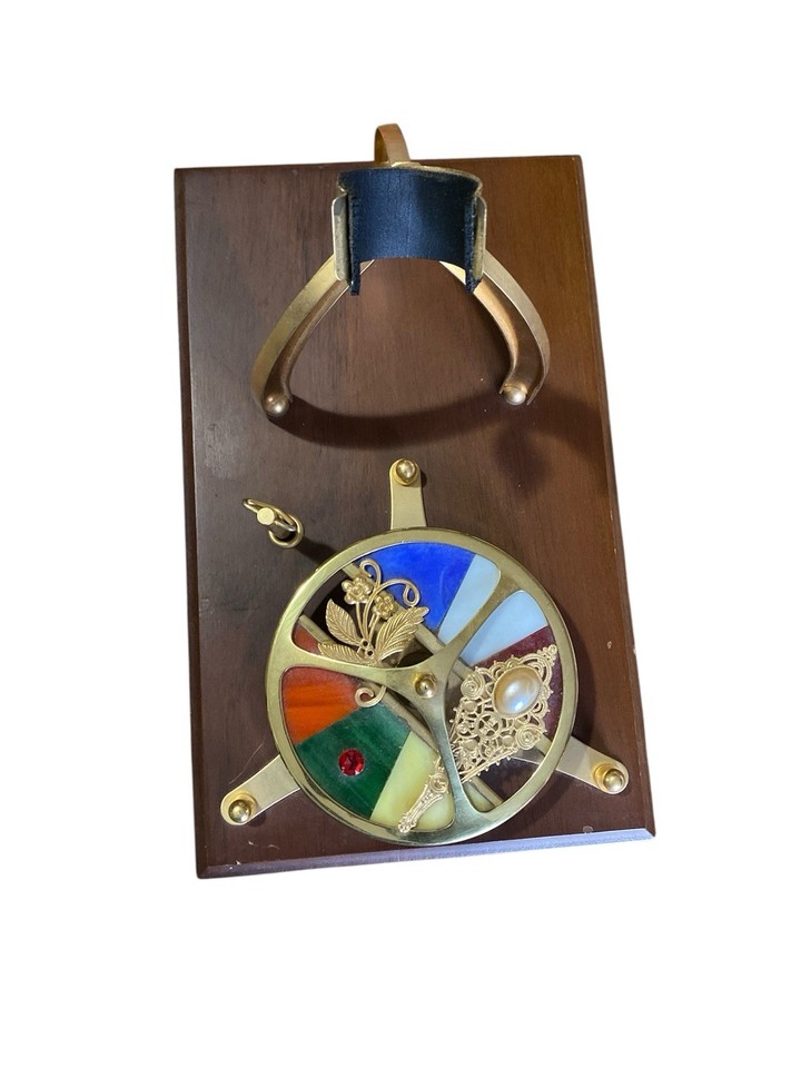 Vintage Lefton Kaleidoscope Wind Up Wood Stained Glass Music Box Stand ...