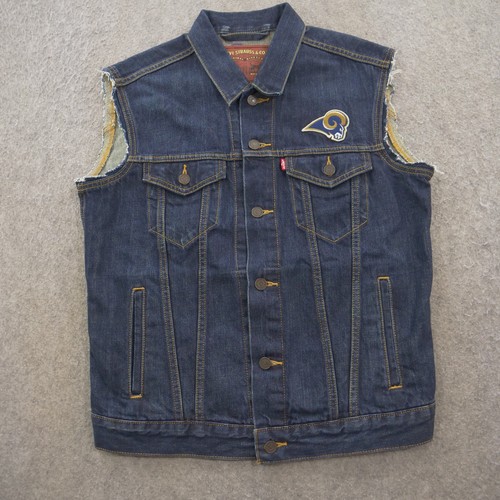 Los Angeles Rams x Levis Jacket Vest Mens Denim Blue NFL Dark Wash ...