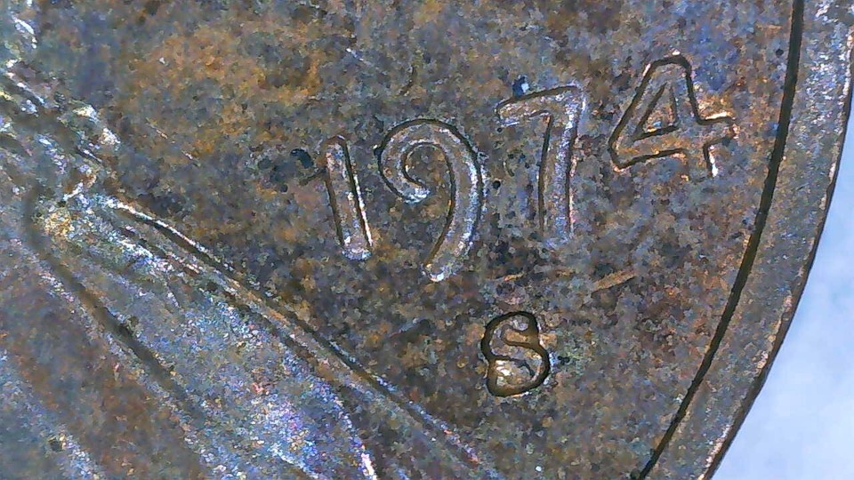 1974-S Lincoln Penny RPM S Over S Re-Punched Mint Mark - Rare Error ...