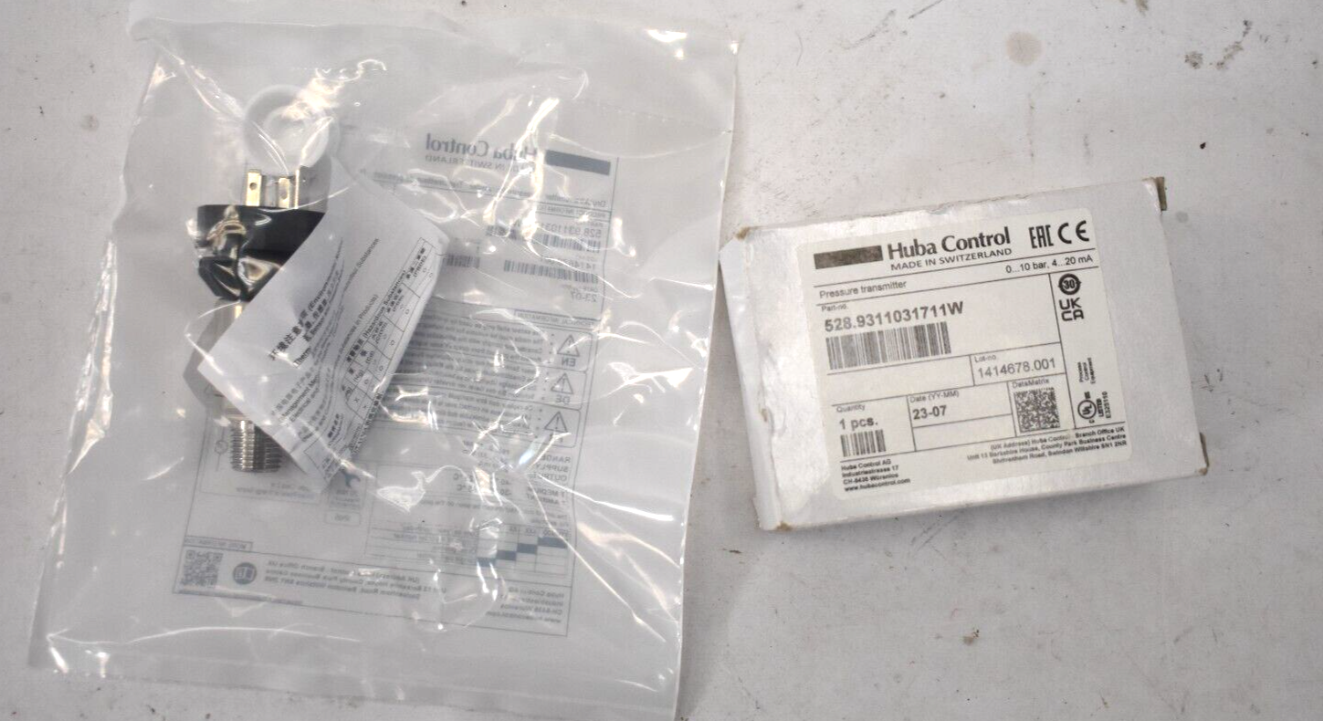 Huba Control Pressure Transmitter 528 Series 528.9311031711W 0-10 Bar 4 ...