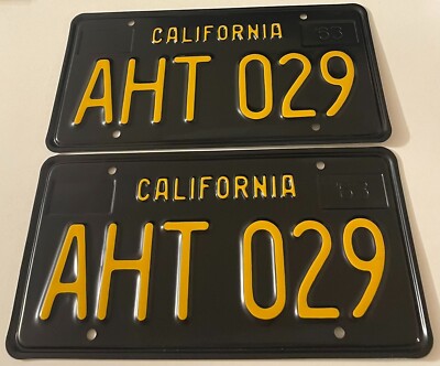 Vintage 1963 Base California License Plate Pair AHT 029 BEAUTIFULLY ...
