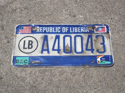 Republic of Liberia Africa License Plate A40043 Atlantic Coast West ...