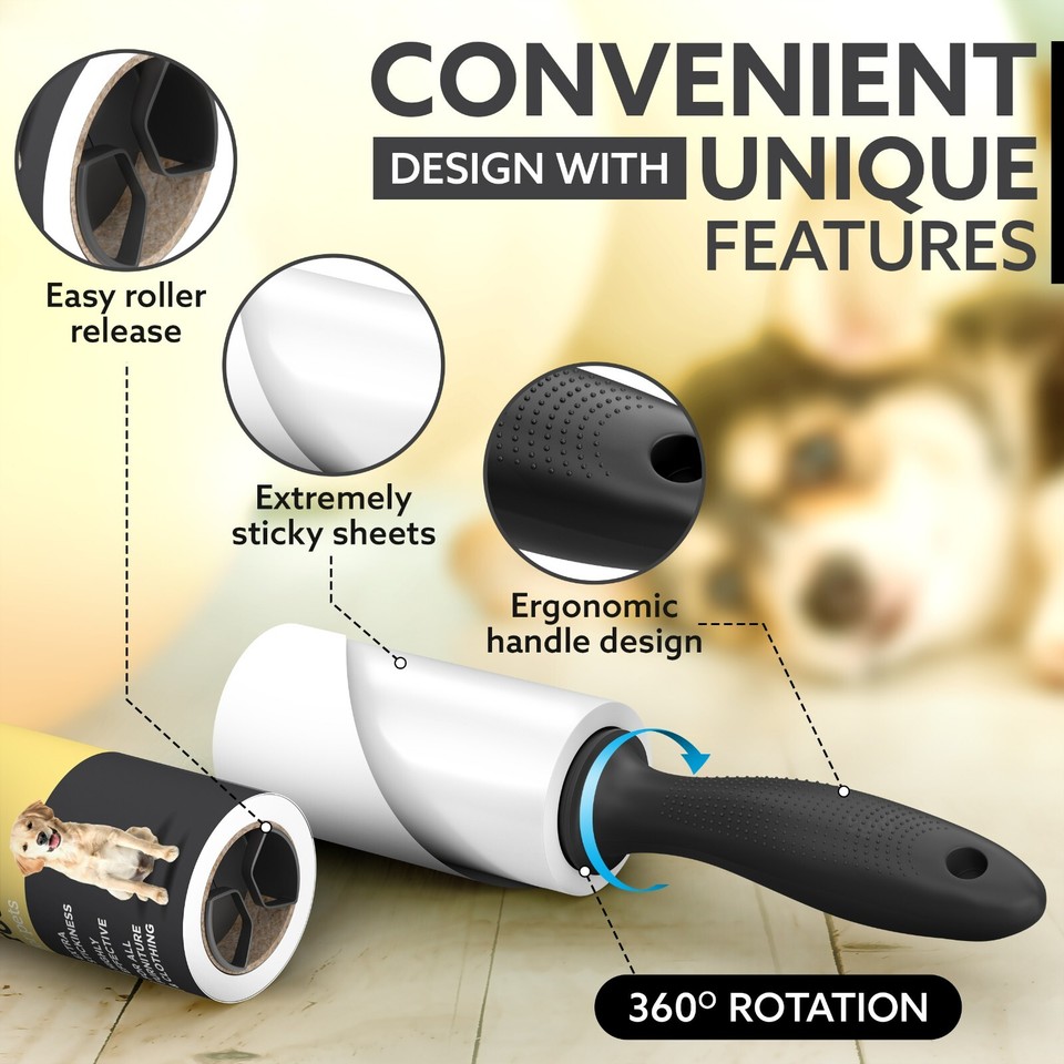 Pet Hair Remover Lint Roller Sticky Carpet Clothes Dog Cat Refill ...