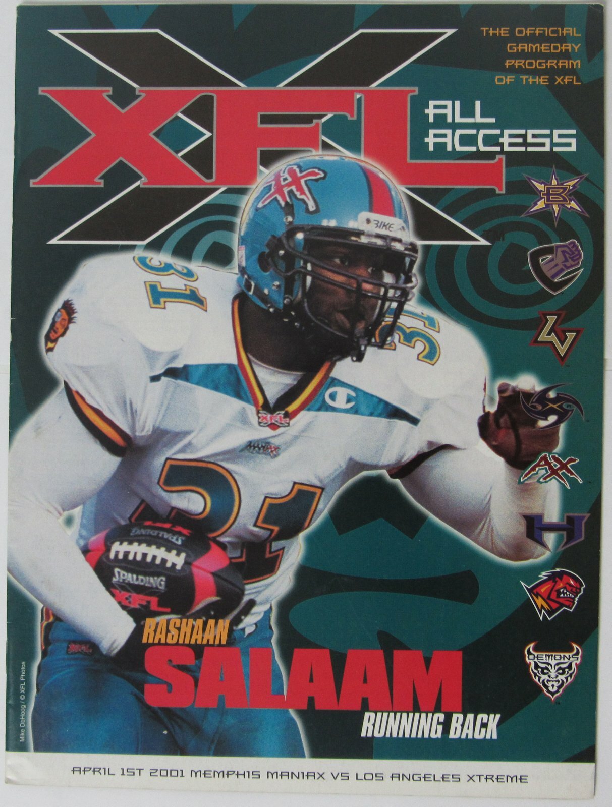 2001 Memphis Maniax vs. Los Angeles Extreme XFL Football Game Program ...