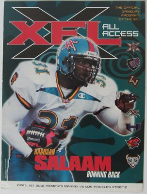 2001 Memphis Maniax vs. Los Angeles Extreme XFL Football Game Program ...