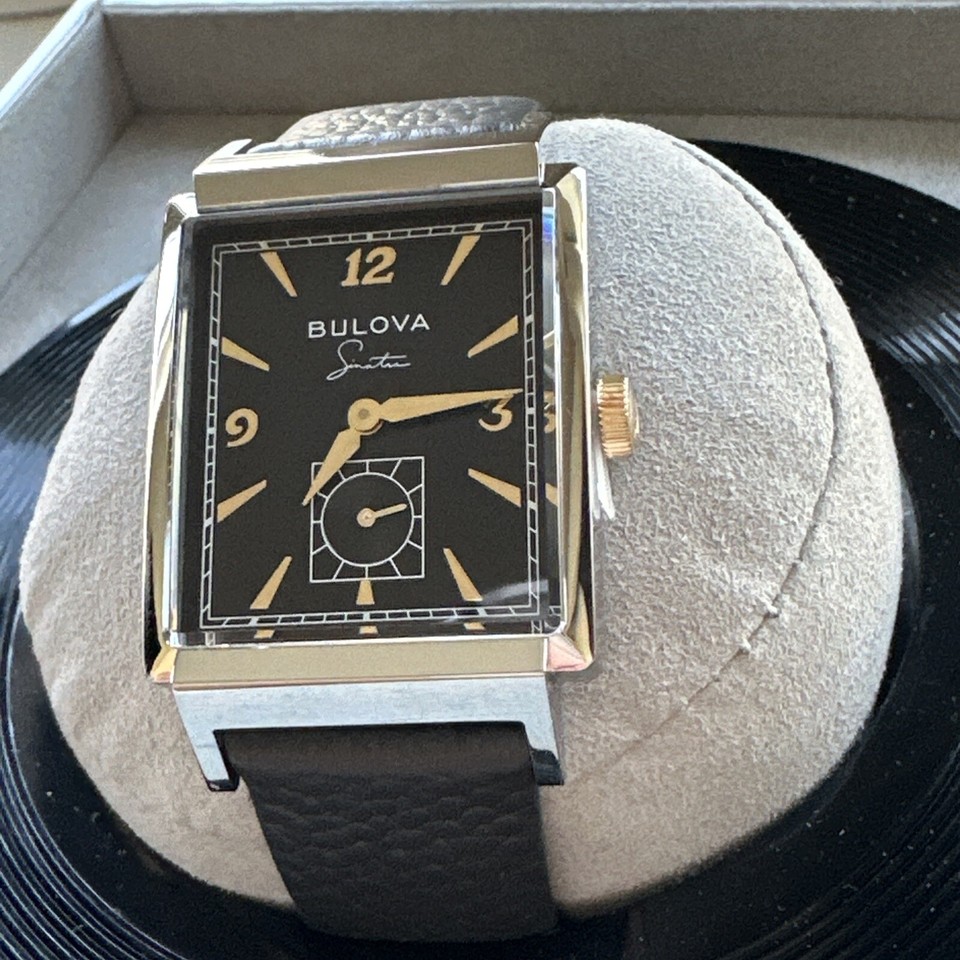 Bulova Men's Classic Frank Sinatra Quartz Gray Silver Leather Watch 30 ...