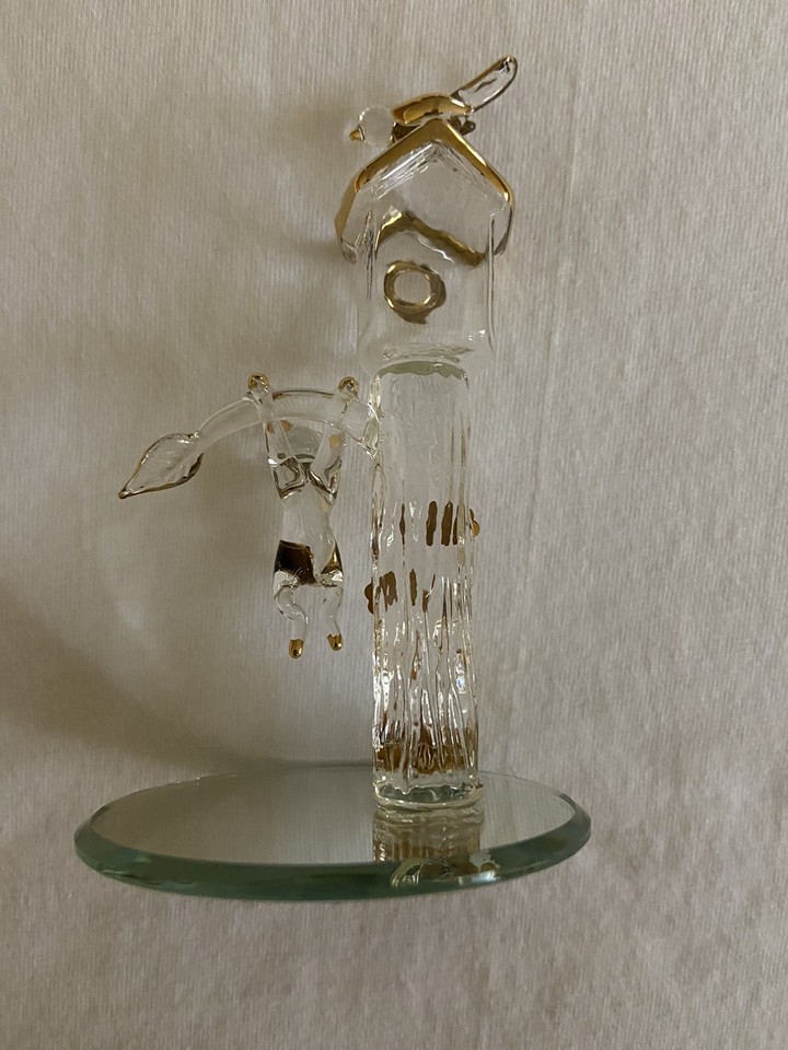 Vintage Glass Baron Cat Bird Birdhouse Figurine S4 124 | eBay