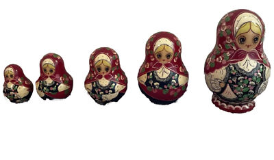 Vintage Rare Russian Matryoshka 5 Pieces Hand Crafted From Wood | eBay