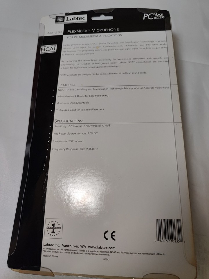 Labtec AM-252 Adjustable Flexneck Microphone For PC Multimedia ...