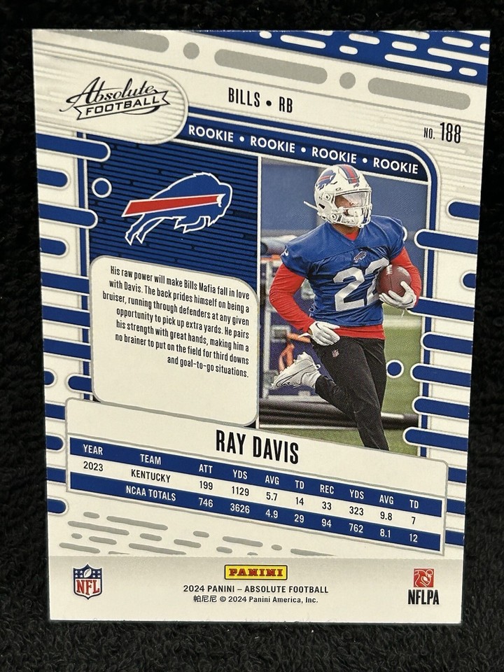 2024 Panini Absolute Ray Davis Rookies Black #188 (RC) Buffalo Bills | eBay