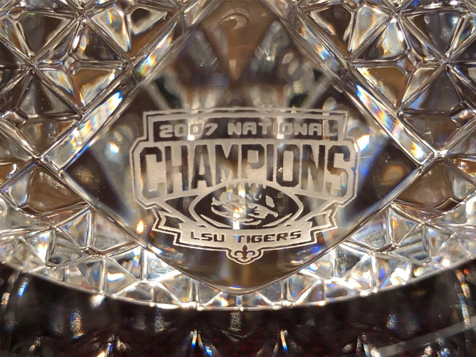 LSU Tigers 2007 Champs Waterford Crystal Football Paperweight- New In ...