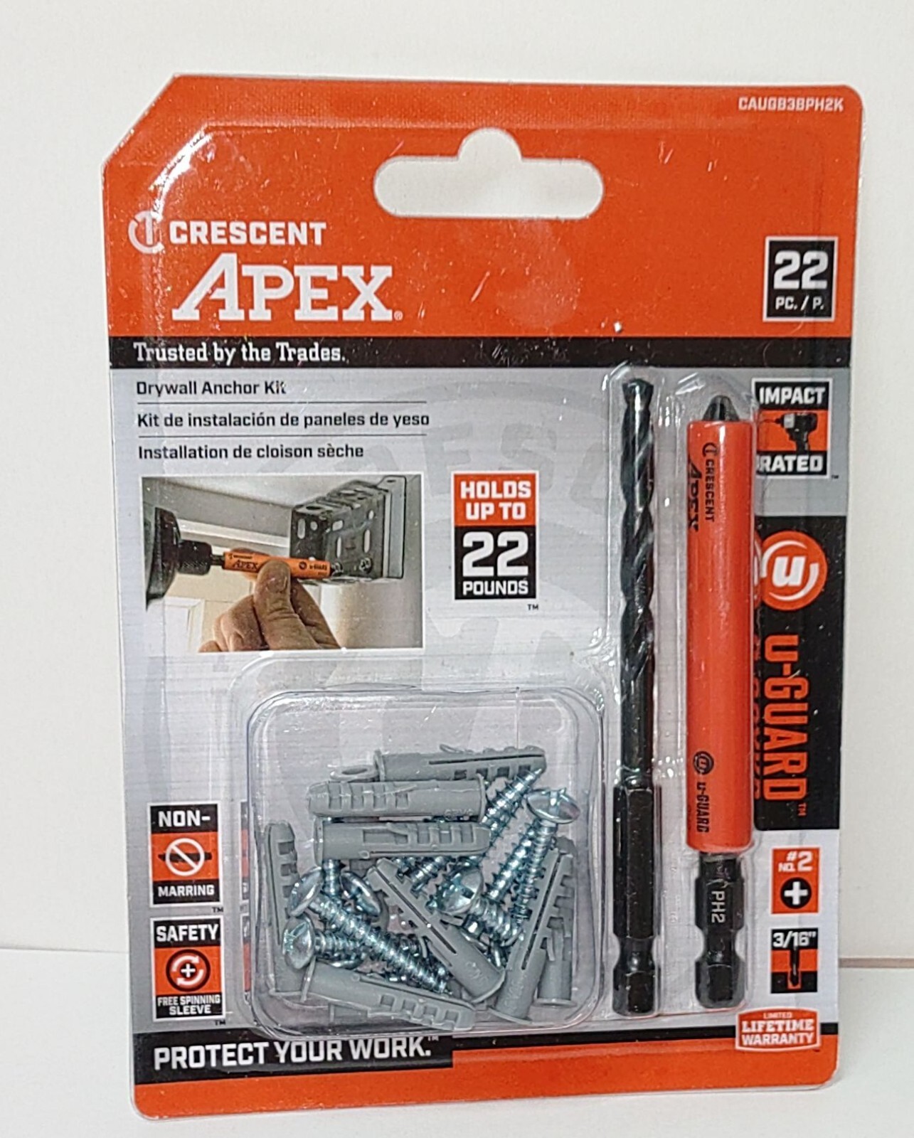 Crescent Apex 22 Piece Drywall Anchor Installation Kit CAUGB3BPH2K ...