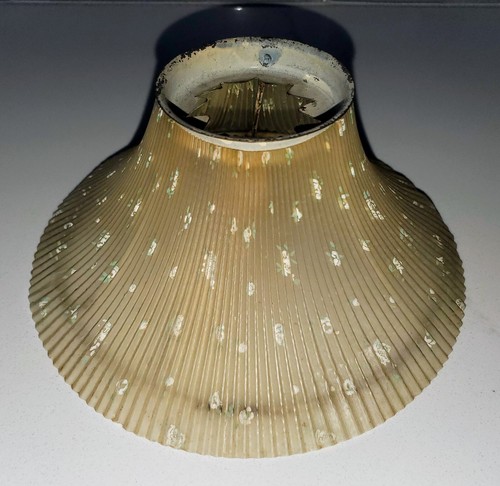 Antique •VELLUM PLEATED PAPER METAL SMALL OIL LAMP SHADE• Tiny Flowers ...