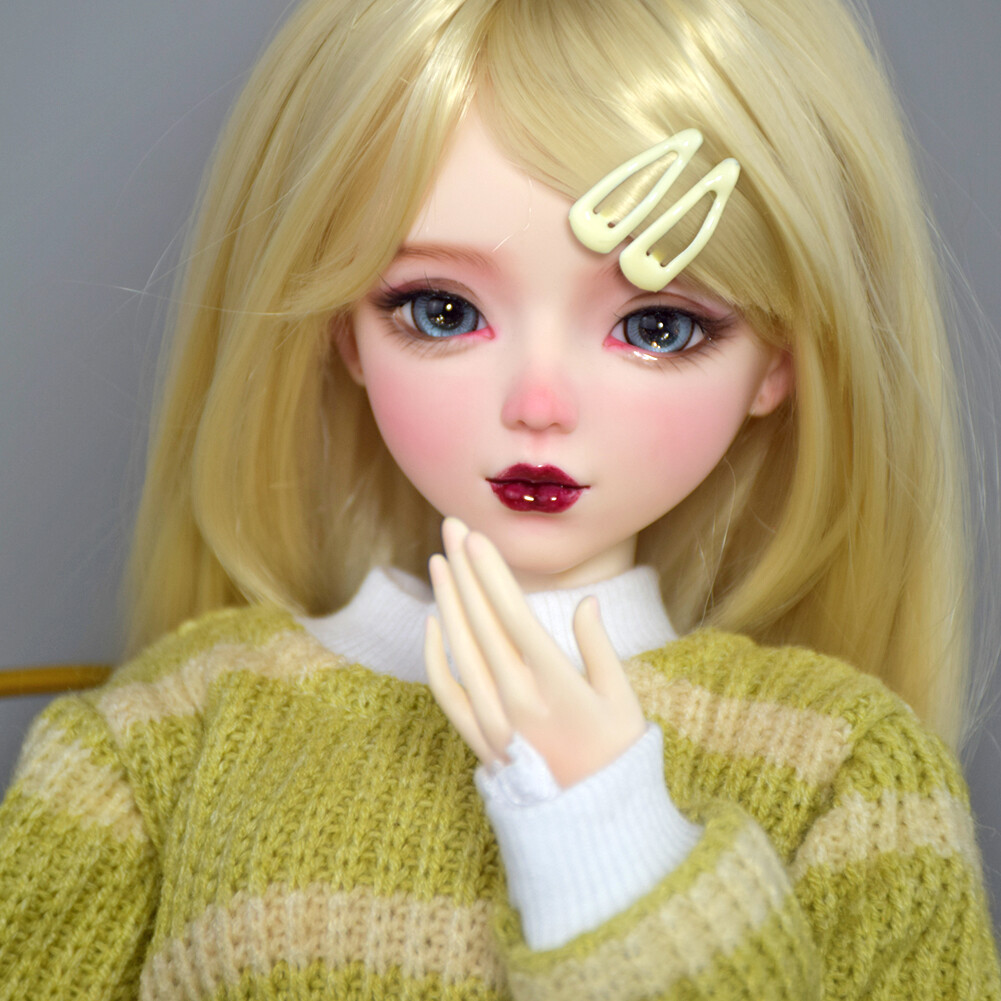 1/3 BJD Doll Glitter Blue Eyes Blonde Wigs Removable Outfits Set 56cm ...