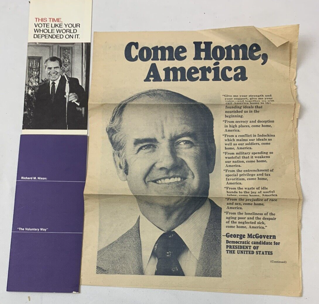 Original Campaign Brochures (2) Nixon /Agnew and (1) McGovern / Shriver ...
