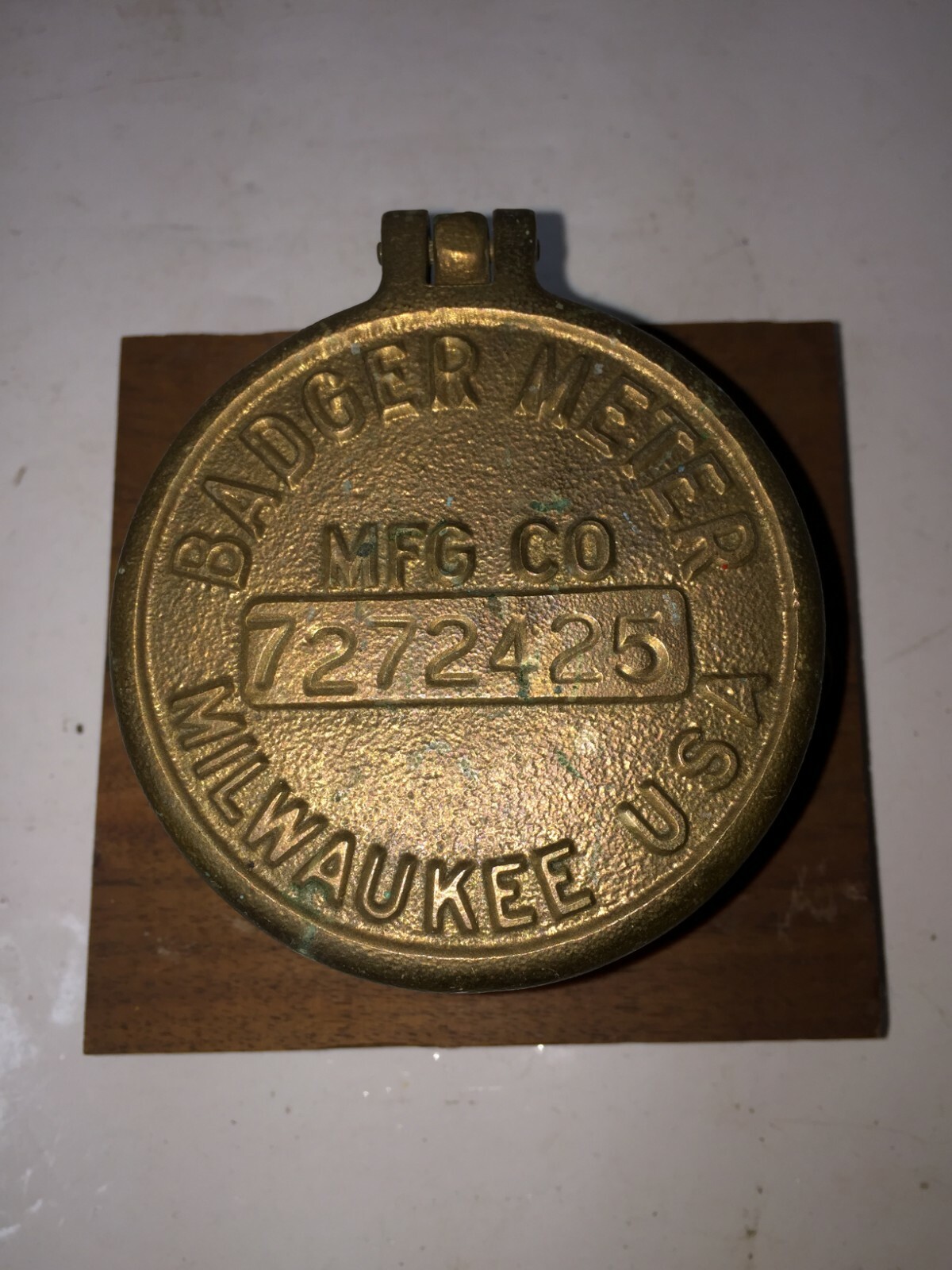 Badger Meter Milwaukee USA Steampunk Decor Brass Wood Mount Cup ...