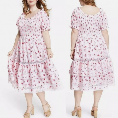 Love Shack Fancy Target Cosette Smocked Tiered Midi Dress Plus Size 3X ...