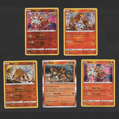 Entei Pokemon Card Collection Set of 5 English Cards Rare Holo Reverse ...