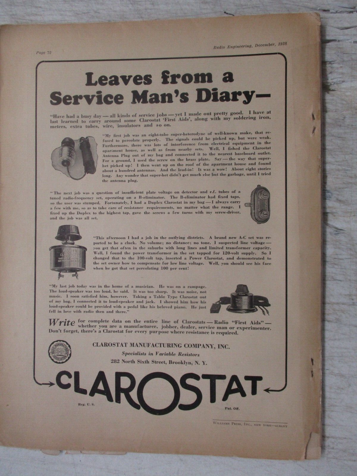 RADIO ENGINEERING MAGAZINE DEC 1928 GRID CIRCUIT DETECTION DISTORTION ...
