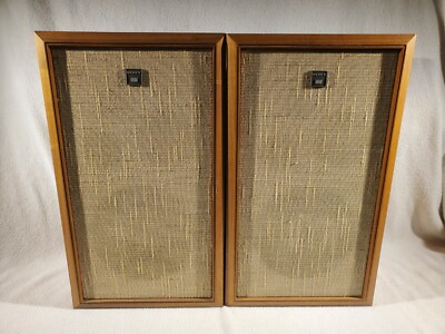 (2) Vintage Sony SS-580 Burlap Shelf Wall Speakers Walnut Wood Grain ...