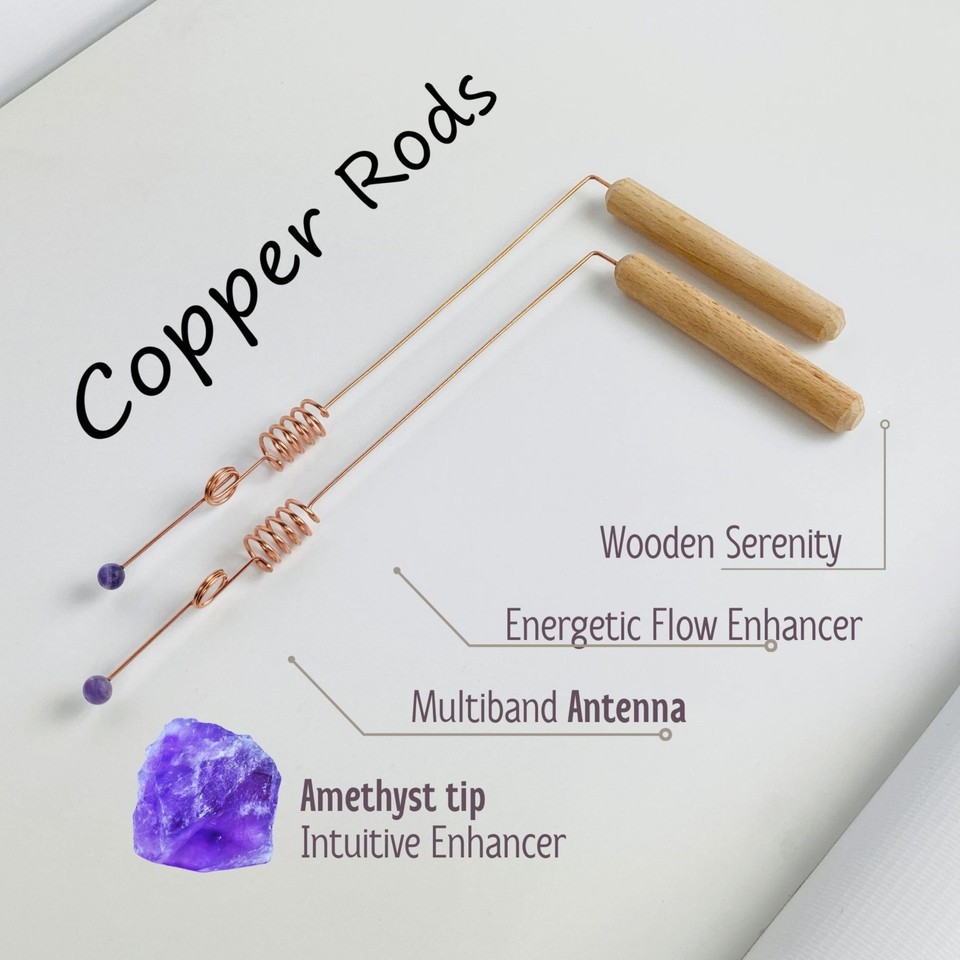 2 Amethyst Copper Dowsing Rods with Crystals – Spiritual Divining Rods ...