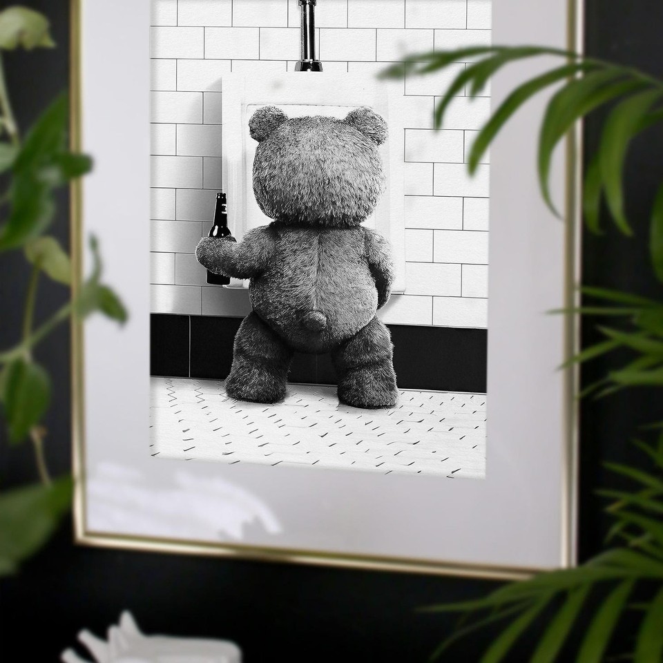 Funny Ted Movie Bathroom Poster, Humorous Toilet Wall Art, Dorm Room ...