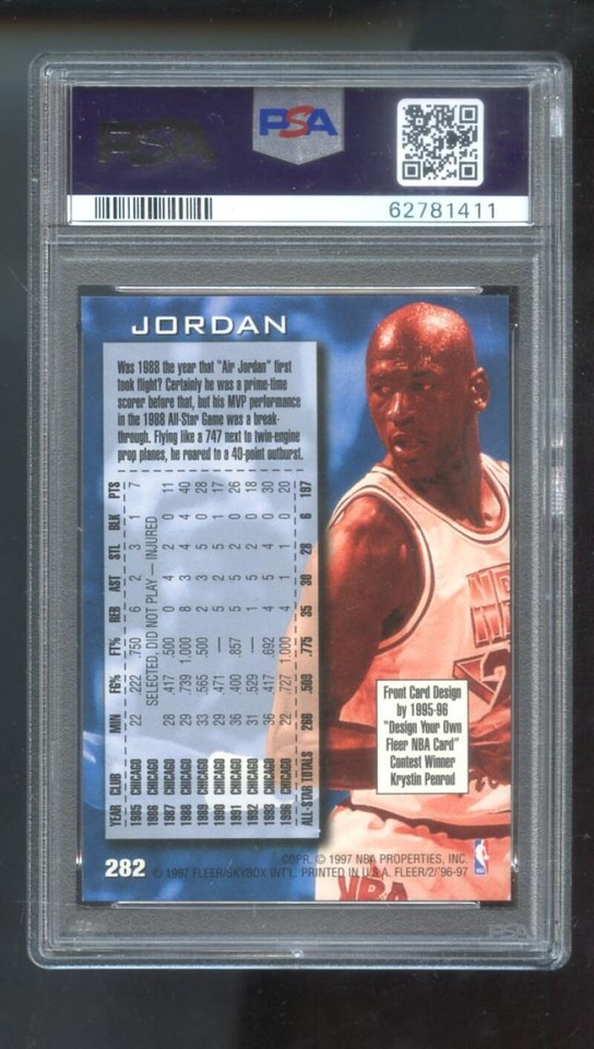 1996-97 Fleer #282 Michael Jordan All-Star Retro PSA 9 Graded Card NBA ...