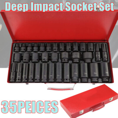 Heavy Duty 36 Piece Car Truck Deep Impact Socket Set 1/2" Drive 8- 32mm ...