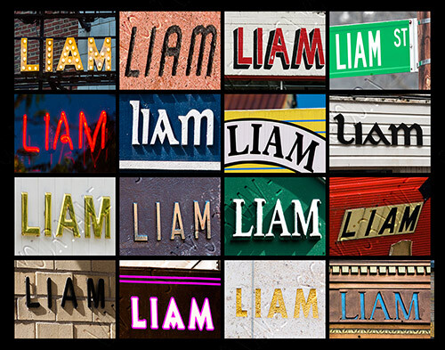 Personalized Poster featuring the name LIAM in photos of actual signs ...