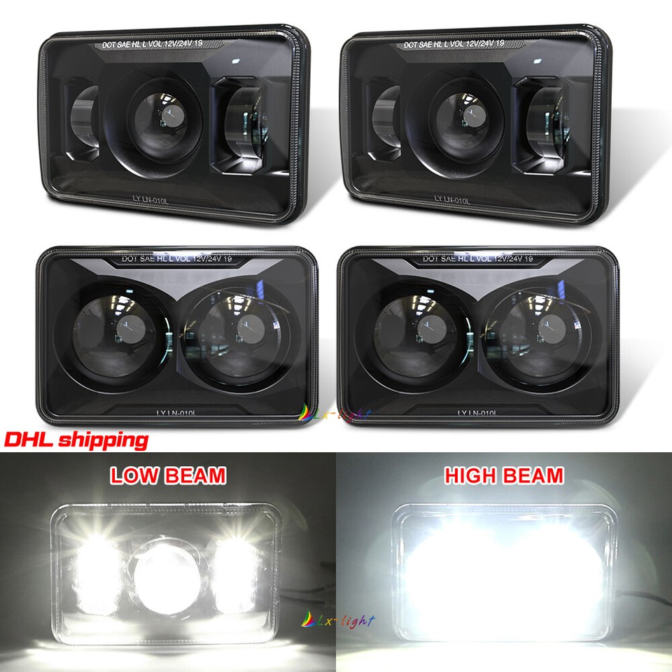Brightest 4pcs 4x6" Led Headlights H4656 for Kenworth T400 T600A T800 ...