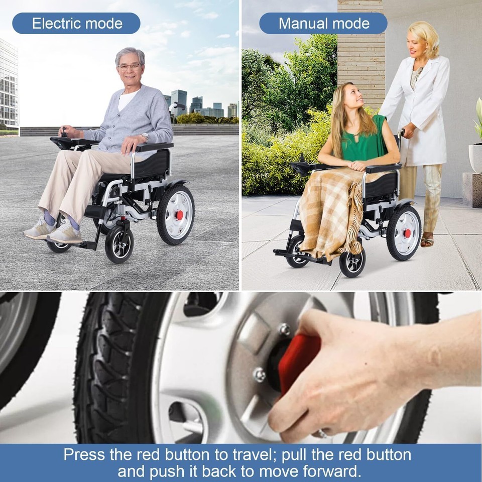 500W Dual Motor Electric Wheelchair Folding Mobility Aid Motorized ...