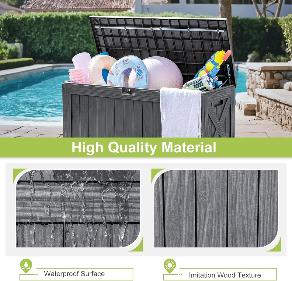 Weatherproof 120 Gallon Resin Deck Box for Outdoor Storage - Gray ...