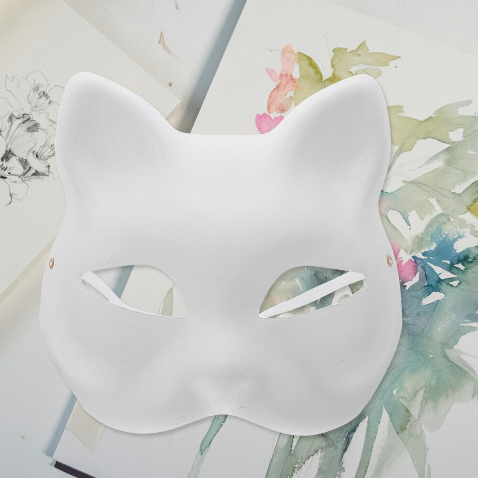 5Pcs Cat Masks Blank Paintable Masks Blank DIY Masks Animal Masks for ...