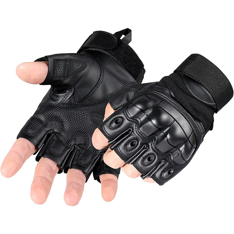 Tactical Half Finger Gloves Mens Army Military Combat Rubber Knuckles ...