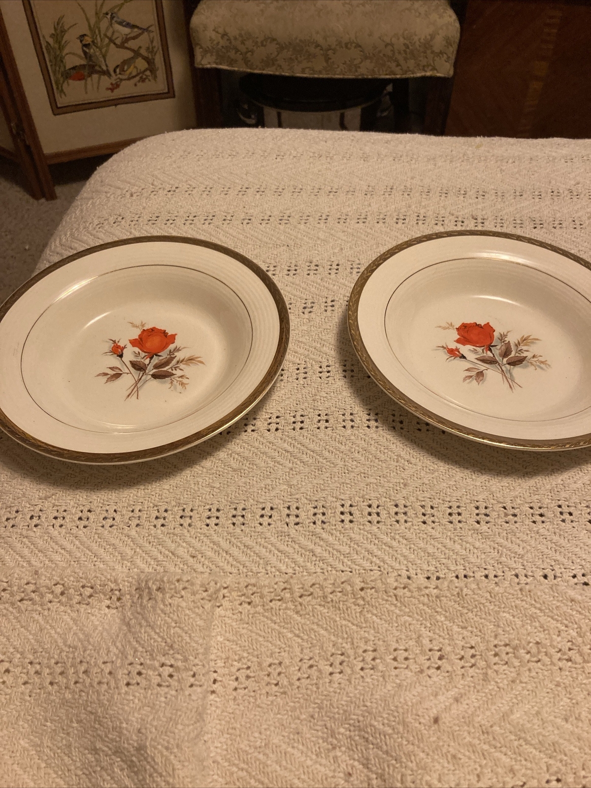 Vintage Triumph American Limoges China "Vermillion Rose salad soup ...