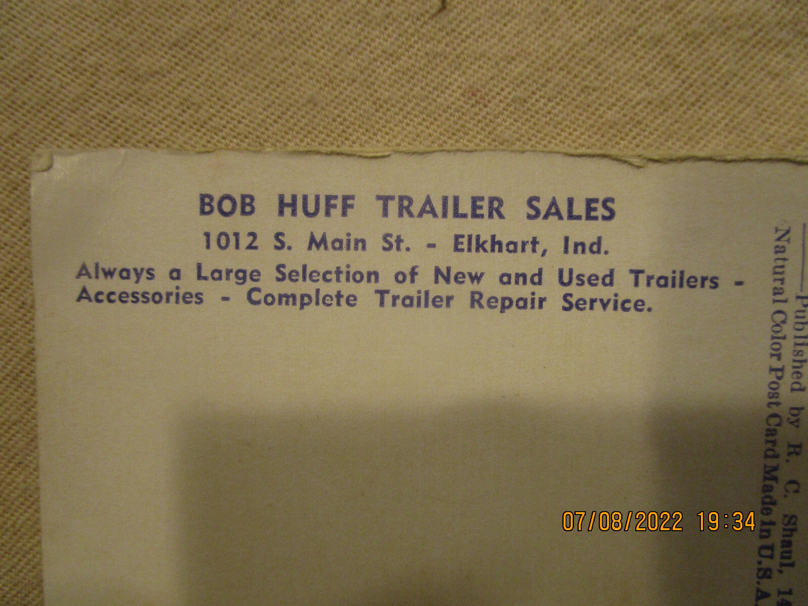 ELKHART INDIANA " BOB HUFF TRAILER SALES SOUTH MAIN ST. " CAMPING TRAILERS 1956 | eBay
