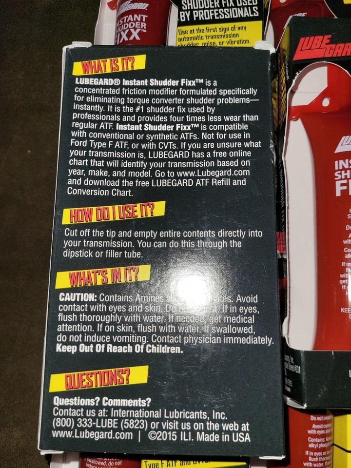 Lot Of 12 Lubegard Instant Shudder Fixx 2 Fl oz Tube Lock Up Shudder ...