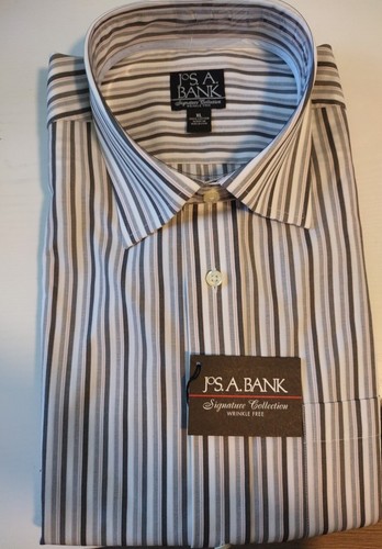 Jos A Bank Signature Men's Cotton Wht Striped Dress Shirt XL | eBay