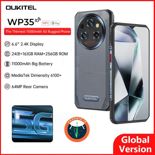 Global Version OUKITEL WP35 5G Rugged Phone 2.4K 11000mAh 24GB+256GB ...
