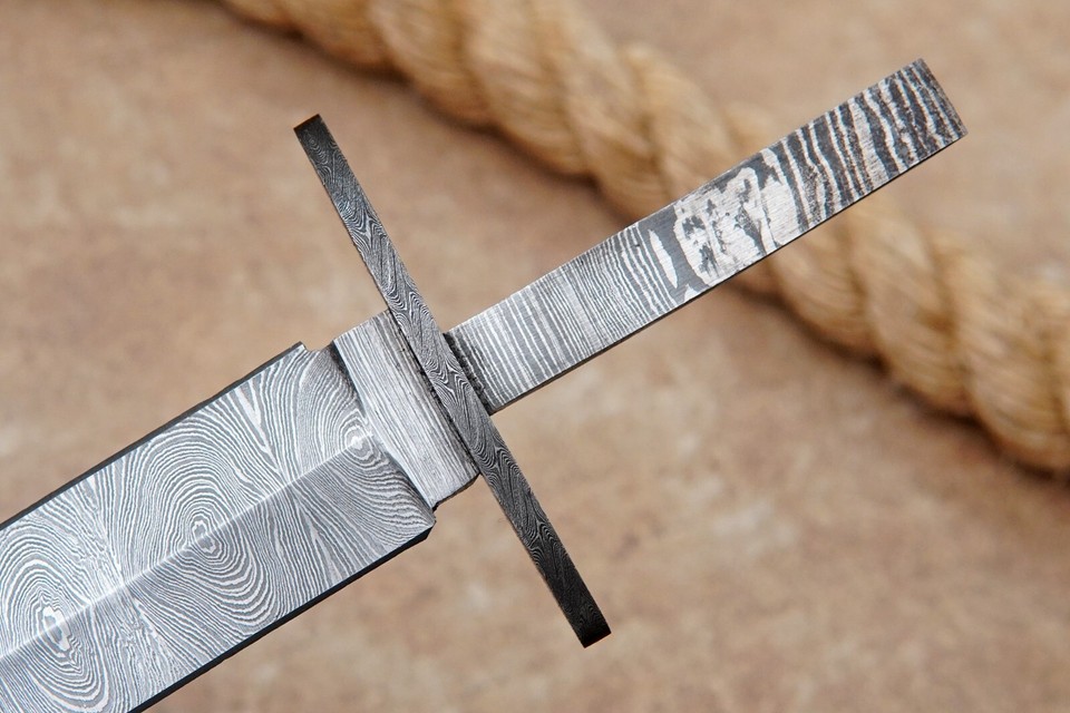 CUSTOM HAND FORGED DAMASCUS Guard Blank Blade Rat Tail Hidden Tang ...