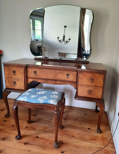 Georgian Style Vintage Burr Walnut Dressing Table Art Deco | eBay