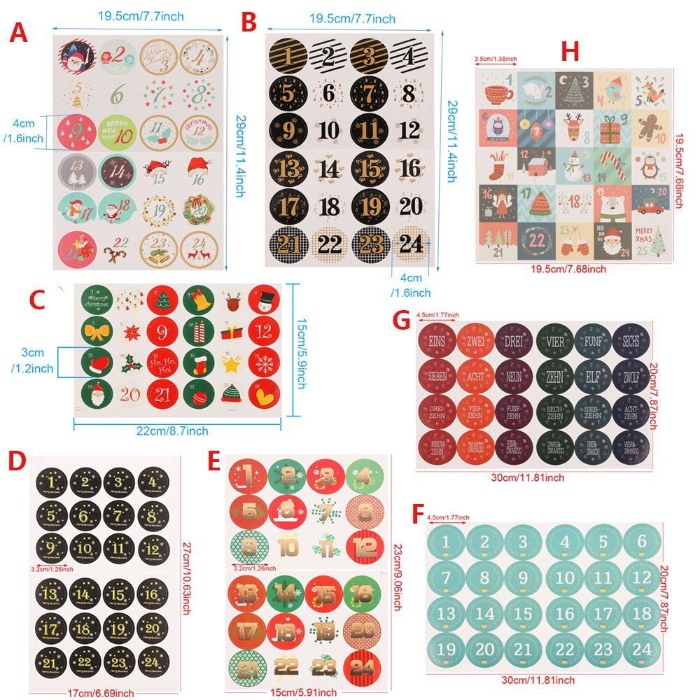 Label Advent Calendar Number Gift Paper Sticker Christmas Label Xmas ...