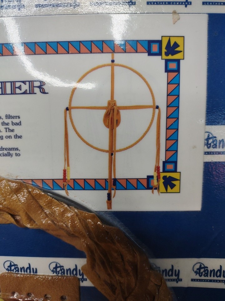 Vtg Tandy Leather Pioneer Spirit Dream Catcher Kit Metal Ring Beads ...