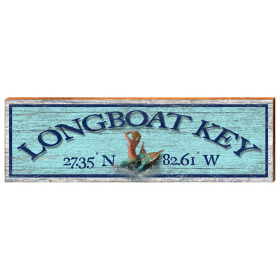 Longboat Key, Fl Sign Printed On Real Solid Wood ART15-NAM2M-8 30" x 9. ...